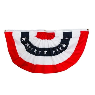 Briarwood Lane Tea Stained Patriotic Bunting USA, 72" x 36" Pleated ...