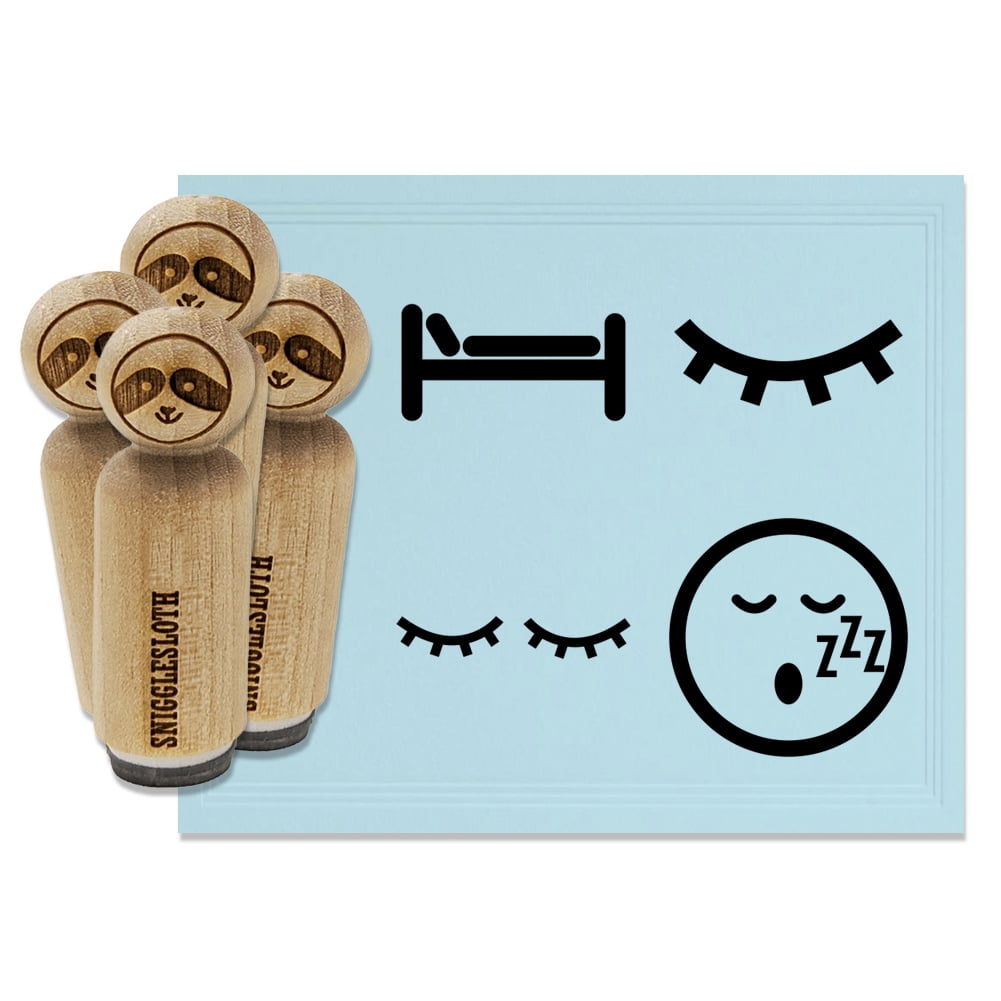Sleepy Closed Eyes Sleeping Eyelashes Bed Rubber Stamp Set for ...
