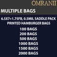 Saddle Pack Printed Hamburger Bag 0.5Mil, 6.5" X 7" + 1.75" FB & 500 ...