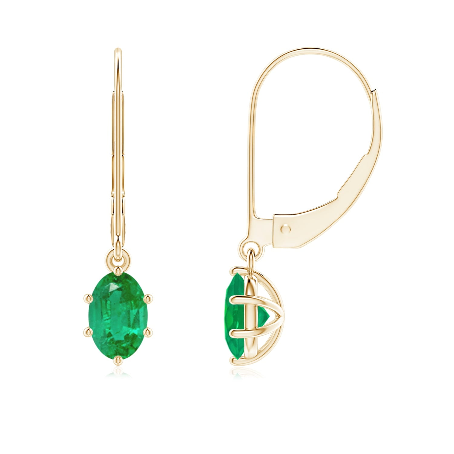 Angara 08 Carat May Birthstone Jewelry Oval Emerald Leverback Drop Earrings For Women In
