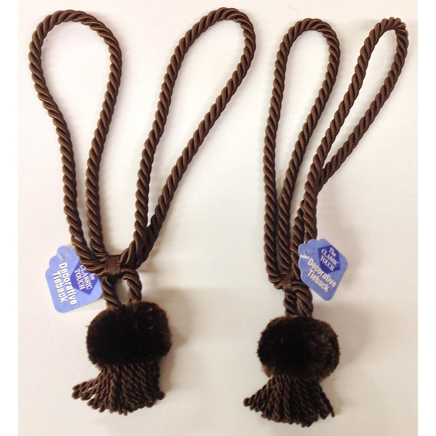 SET OF 2 ROPE CORD CURTAIN TIEBACKS WITH TASSEL, BROWN - Walmart.com