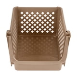 Spec101 Plastic Stackable Storage Bins - 4pc Tan Pantry Closet ...