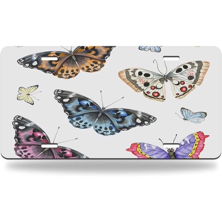 NETSENG Butterflies License Plate Animals Hand Drawn Doodle Design ...