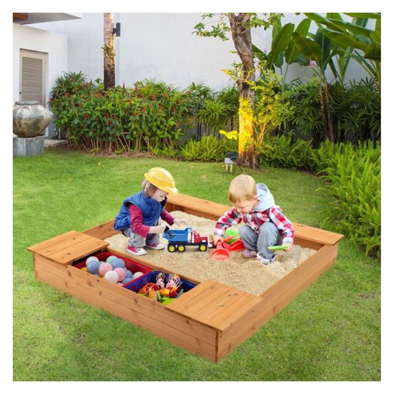 "Outsunny Wooden Kids Pirate Sandbox, Outdoor Sandboat with Bench Seats ...