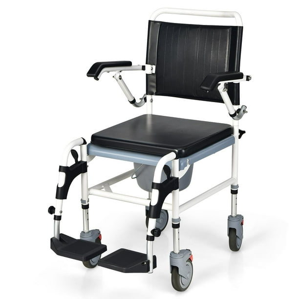 Giantex Bedside Commode Chair, Wheelchair w/Detachable Bucket for ...
