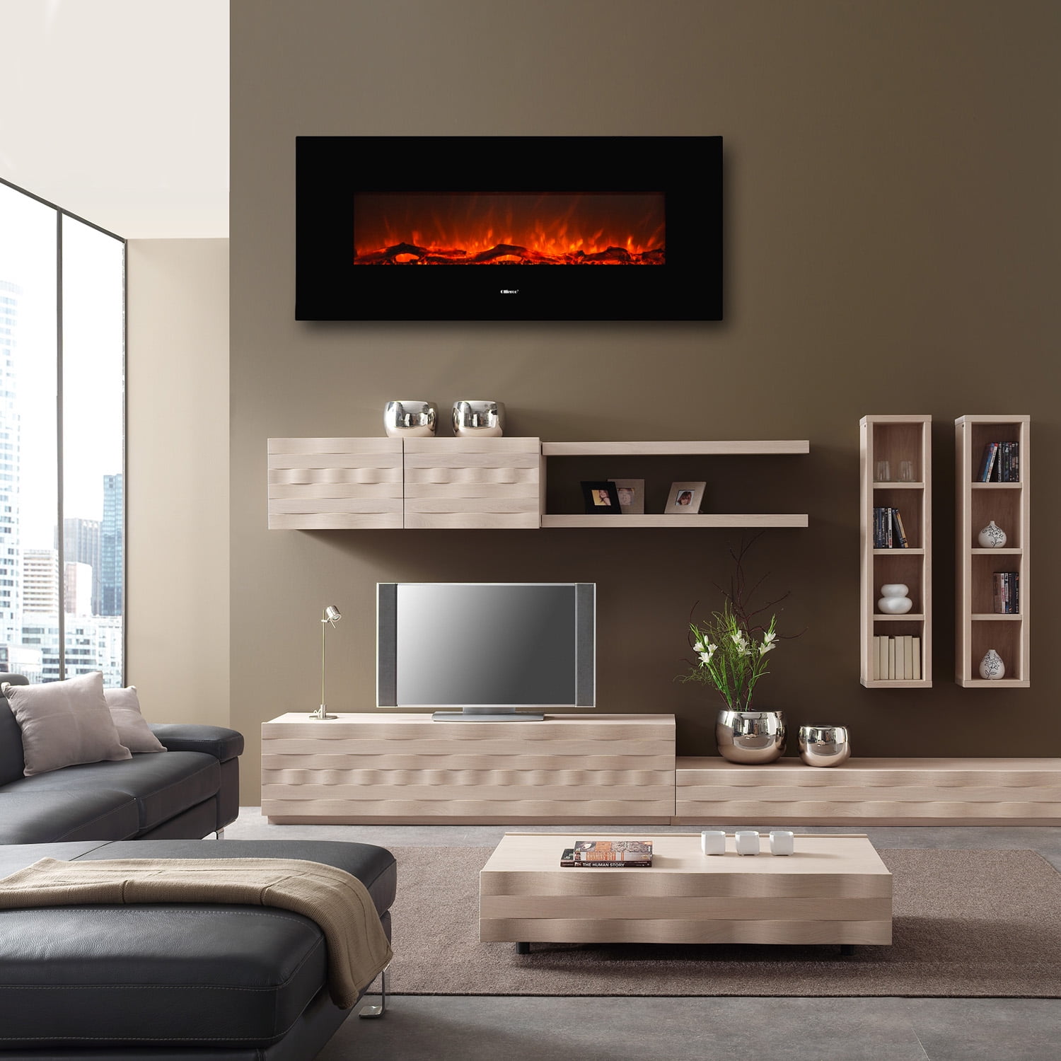 Mllieroo 50" Electric Wall Mounted Fireplace Heater with Multicolor ...