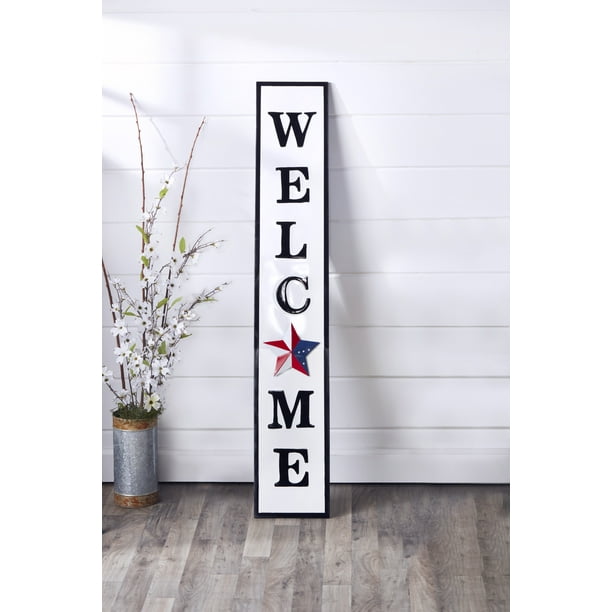 Interchangeable Wall Leaning Welcome Sign with 8 Magnetic Season Icons ...