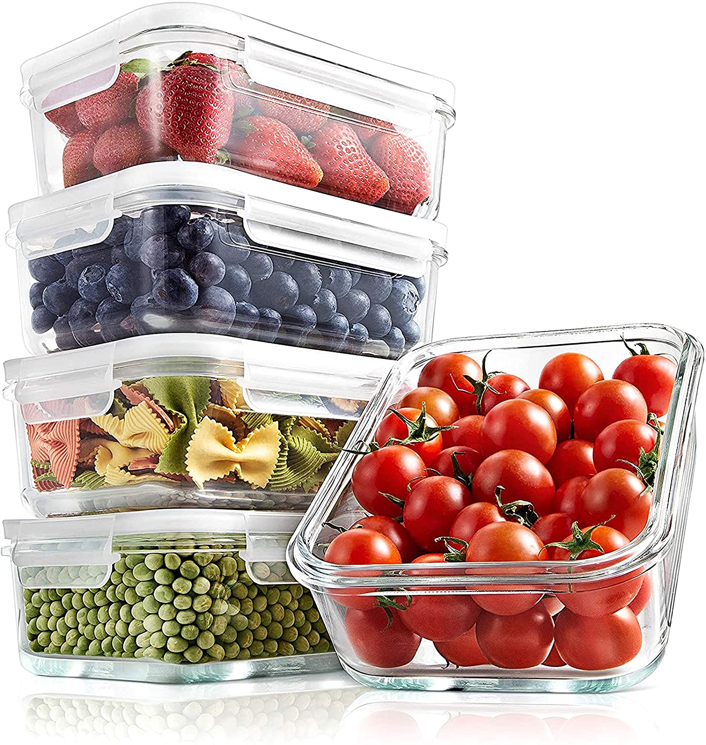 NutriChef 10 Piece Superior Glass Food Storage Containers Set NutriChef 10 Piece Superior Glass Food Storage Containers Set