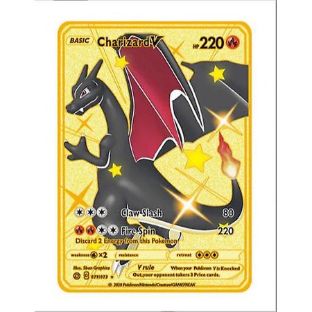 Charizard Vmax Metal Gold Plated Card, Charizard Vmax Dx Gx Metal Gold ...