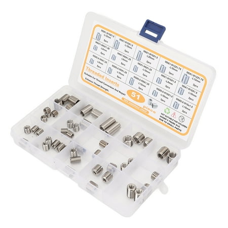 Thread Repair Insert, Stainless Steel Rust Proof High Hardness 51 Pcs ...