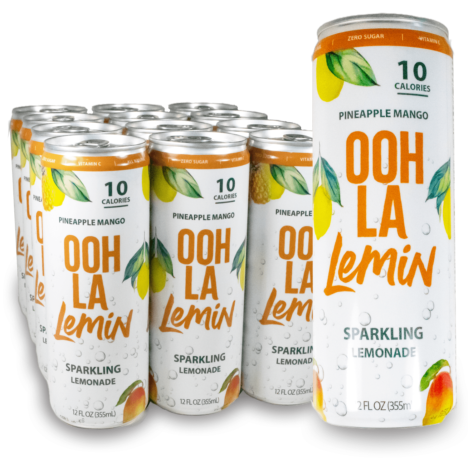 Ooh La Lemin Sparkling Lemonade, Pineapple Mango, 12 fl oz, 12 Pack ...