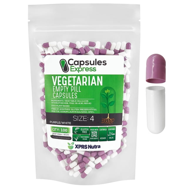 XPRS Nutra Size 4 Lavender and White Empty Vegan Capsules - Vegetarian ...