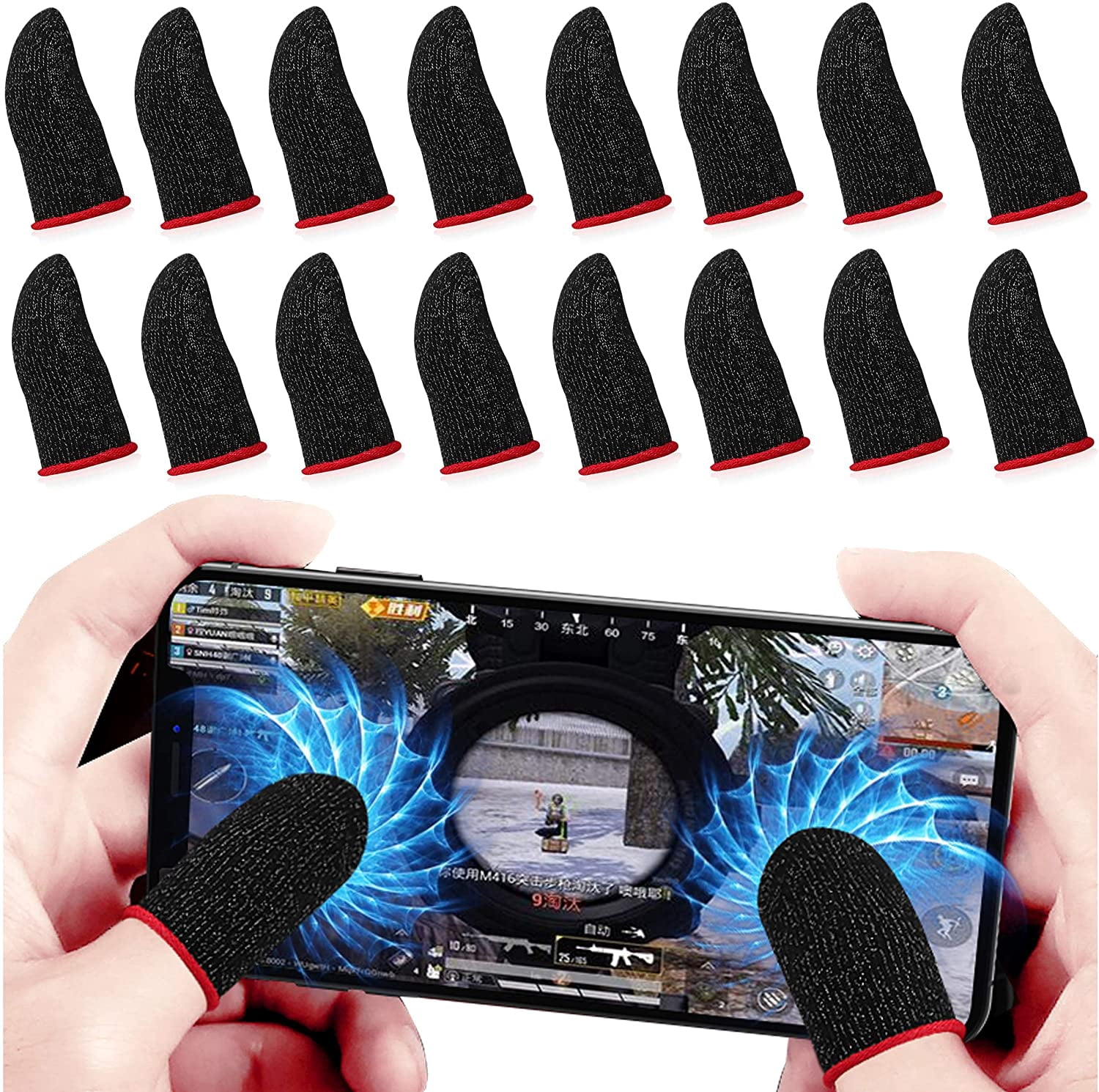 Black Gaming Finger Sleeves Cell Phone Breathable Mobile Game ...