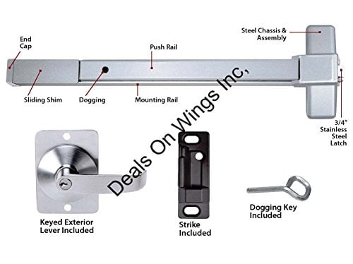 Push Bar Panic Exit Device, Aluminum, with Exterior Lever - Walmart.com