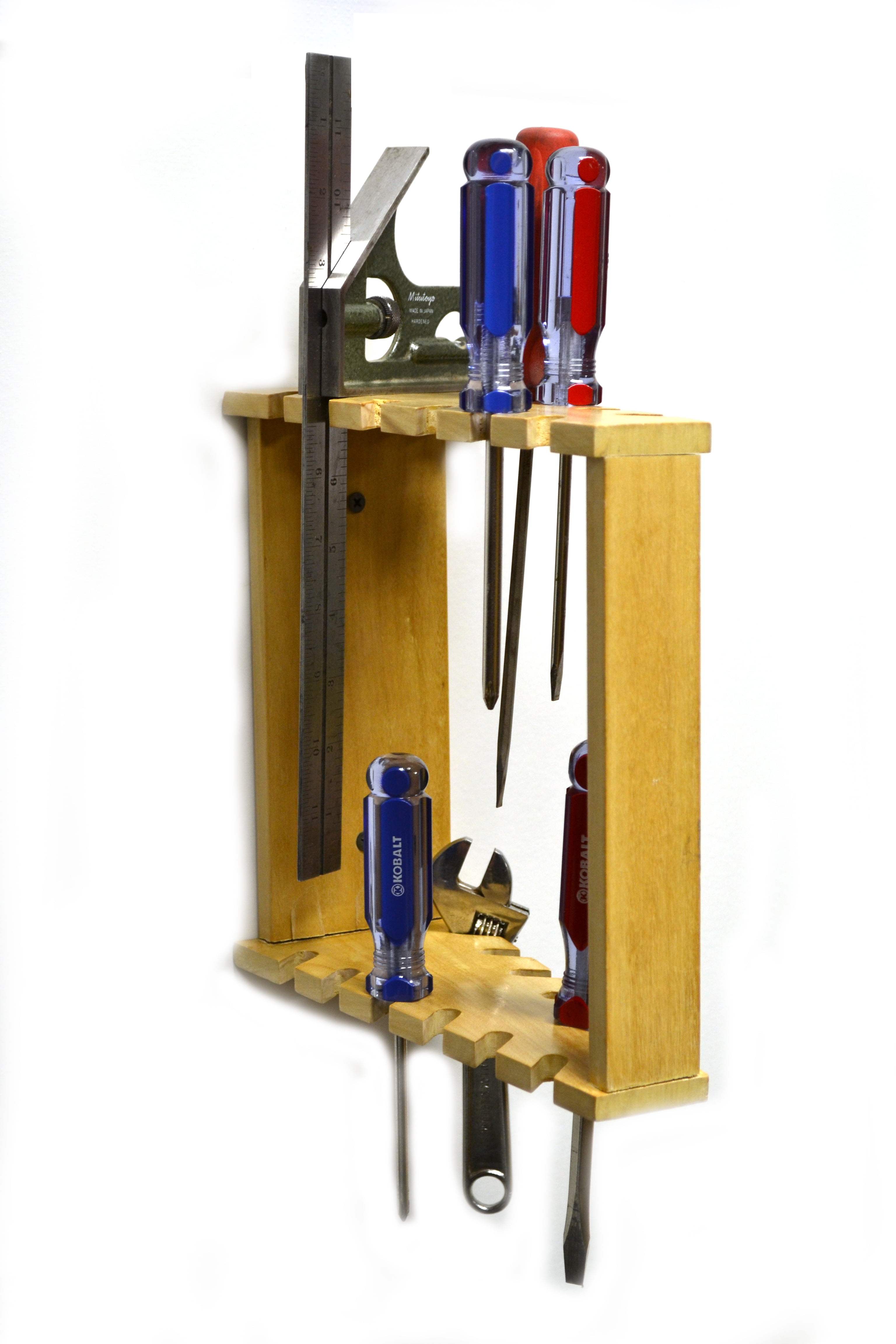 Eisco Labs 9" Wooden Tool rack / Organizer for Screwdrivers , Wrenchs ...
