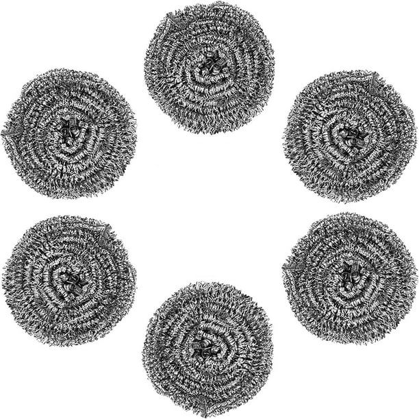 Kitchen Stainless Steel Wire Sponge for Pans - Pack of 6 - Metal ...