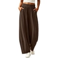Aezemi Women Long Sweat Pants, High Waisted Ruched Barrel Leg Workout ...
