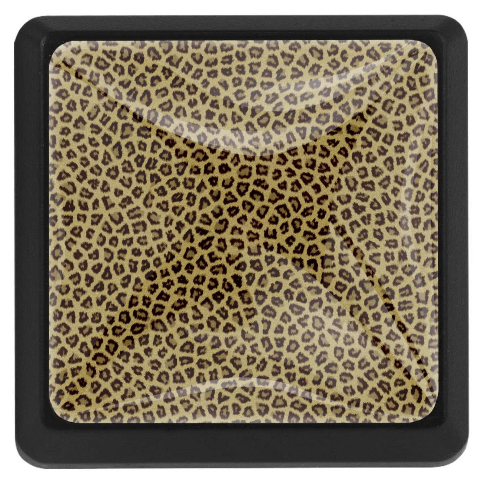 3 Pack Leopard Print Square Cabinet Door Knobs Decor for Cupboard ...