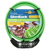 Wordlock Triple Core Bike Lock, 6ft x 12mm Resettable Steel Cable Lock ...