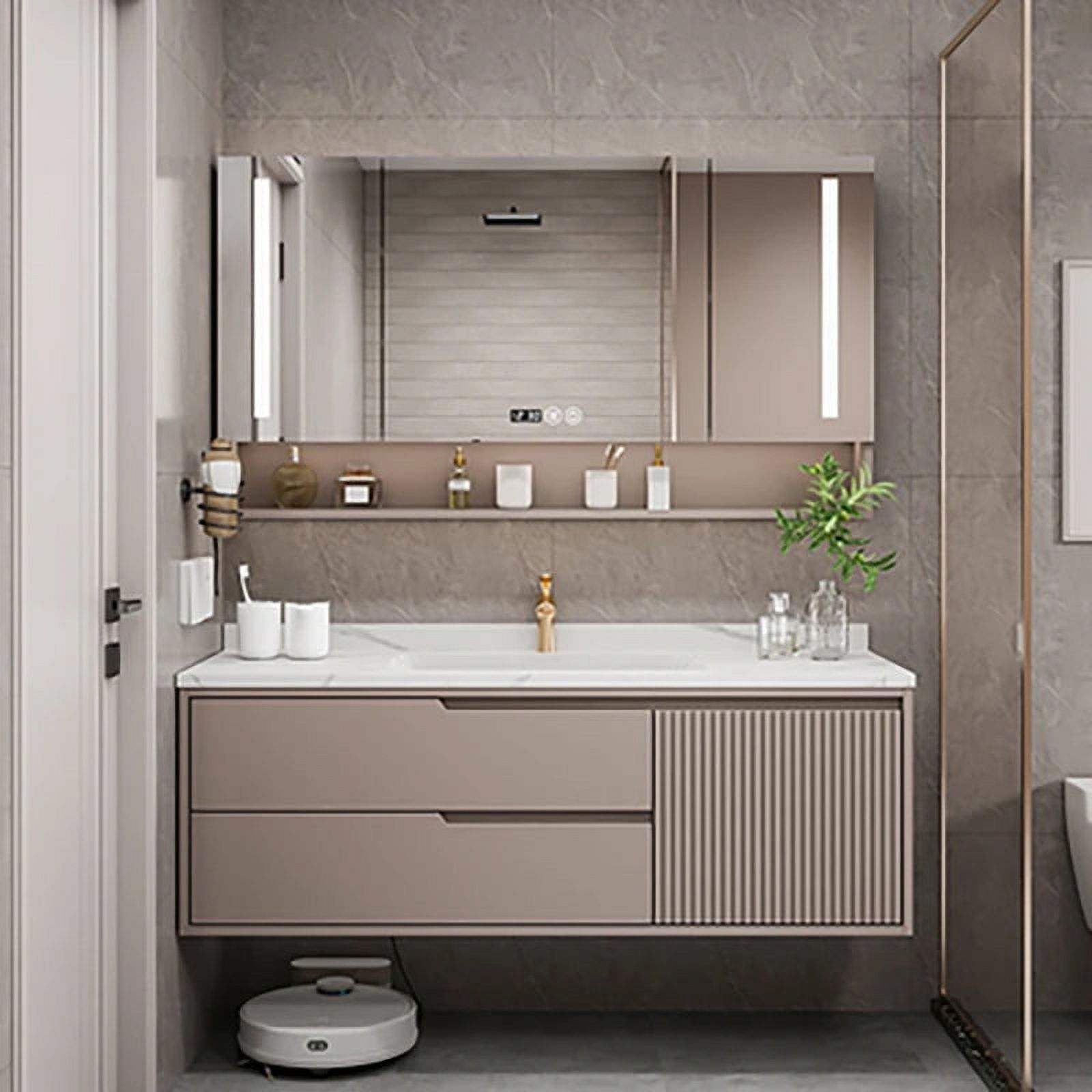 Bathroom Vanity With Furniture Combination Oak Smart Mirror Cabinet ...
