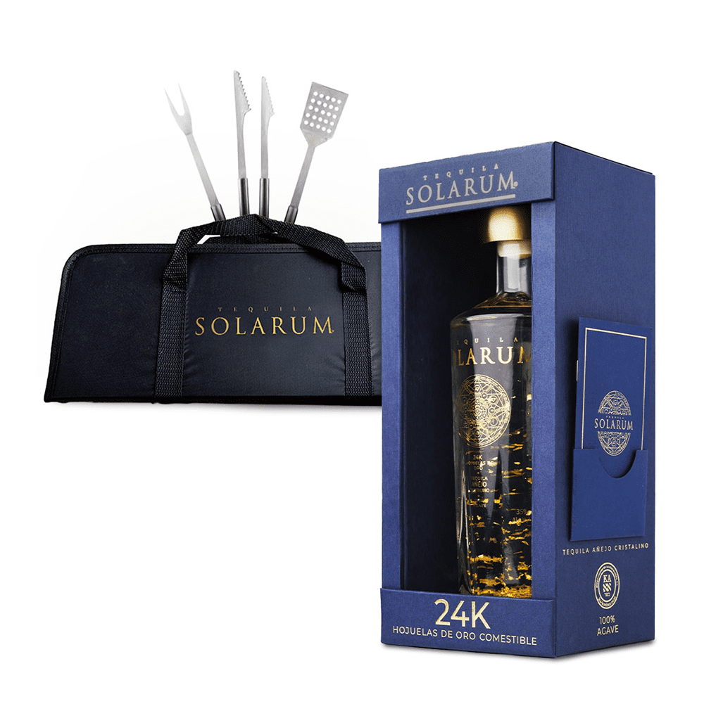 Tequila Solarum Extra Añejo 24k + Set Parrillero Solarum | Walmart en línea