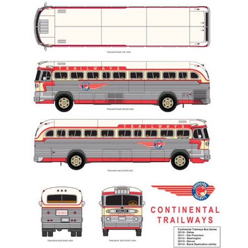 Classic Metal Works 32113 HO GMC PD 4103 Intercity Bus - Trailways ...