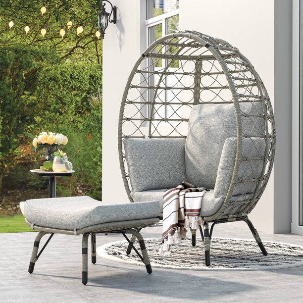 Dextrus Egg Chair With Stand Outdoor Egg Lounge Chair With Cushion