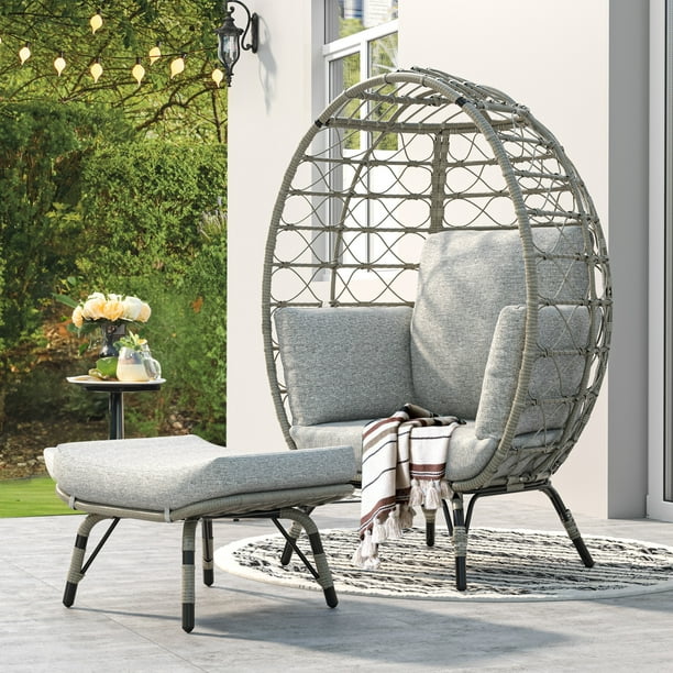 Dextrus Egg Chair With Stand Outdoor Egg Lounge Chair With Cushion
