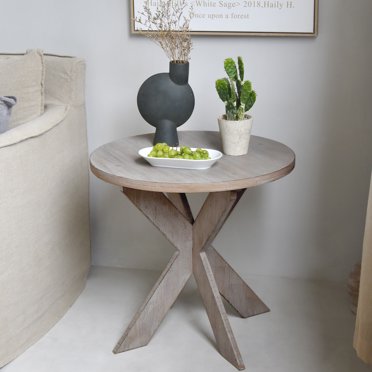 Small Round 2 Tier Wooden Side End Table for Small Spaces Bedroom ...
