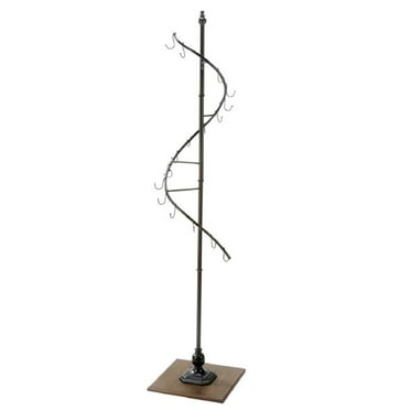 Displays2Go Spiral Purse Tree Display Rack, 15 Hooks, Black Wrought ...