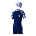 OSOLU Children Boys One Piece Swimsuits Uv Protection Short Sleeve Crew ...