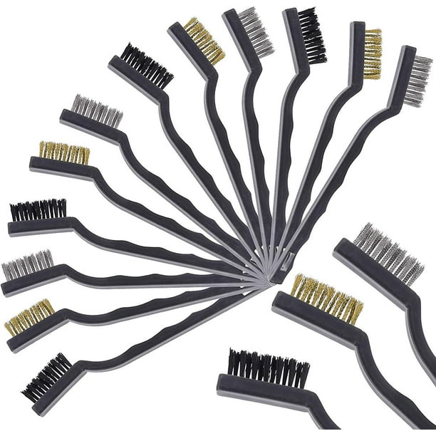 12 Pack Mini Wire Brushes, Wire Brush With Brass Bristles Wire Cleaning ...