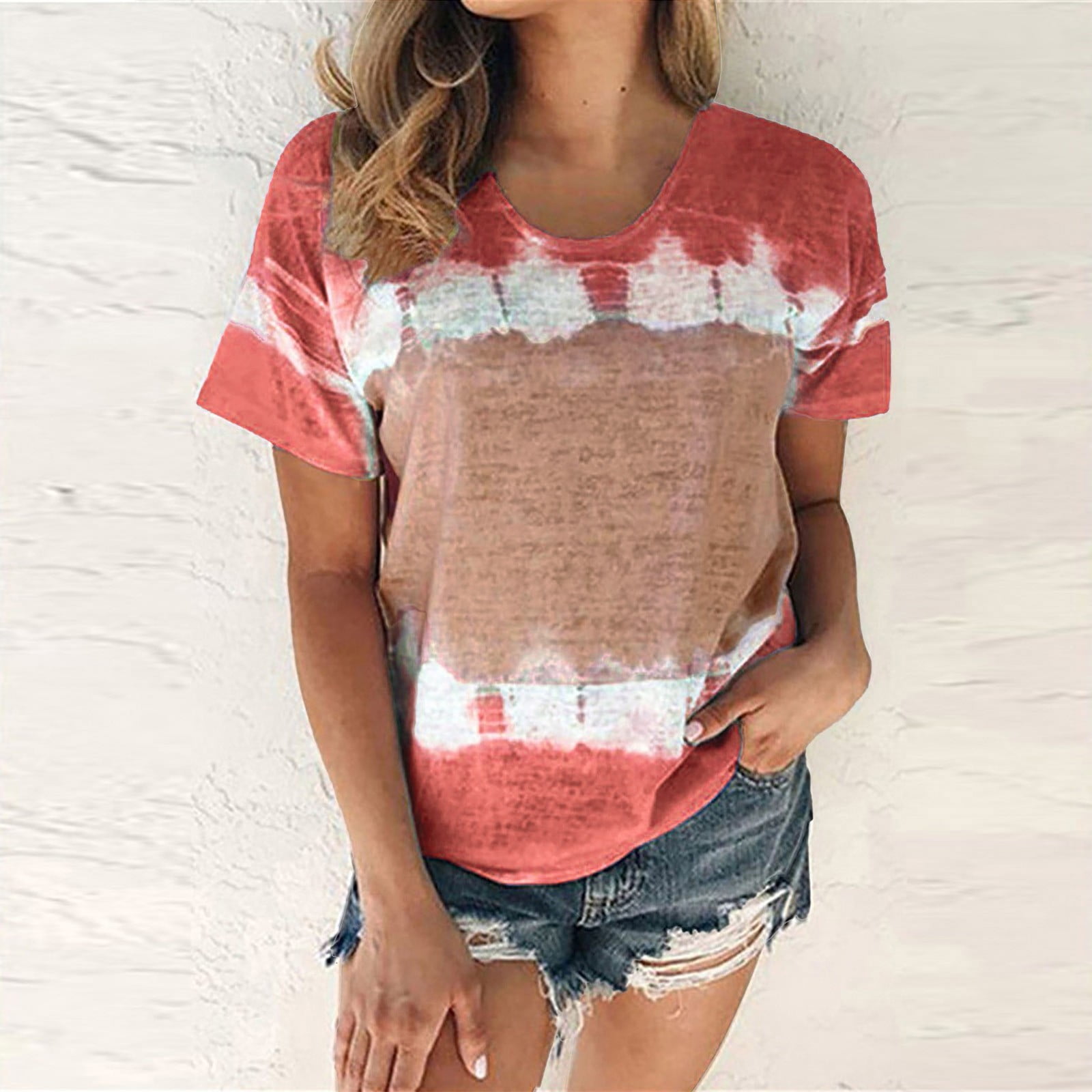 Click here for Ovbmpzd Orange Women Tops Summer Short Sleeve Pull... prices