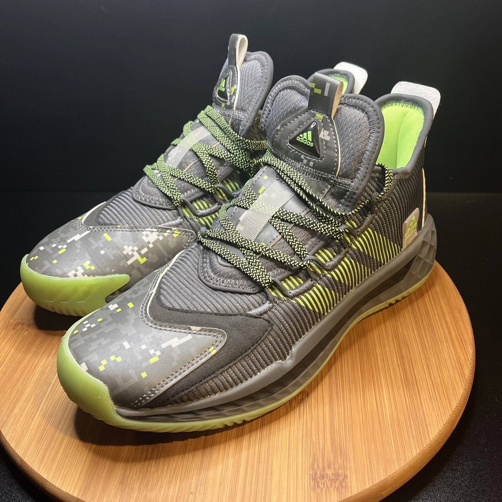 Adi - das Pro Boost Low Shoes Mens 8 Black Neon Green Training Sneakers ...