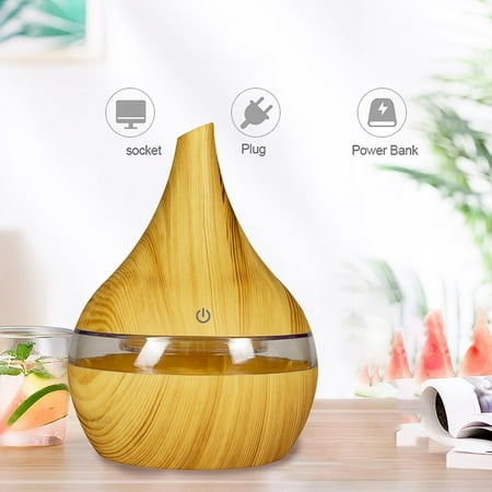 New 300ML Electric Aroma Air Diffuser Wood Ultrasonic Air Humidifier ...