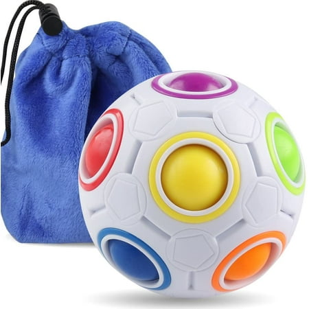 Rainbow Puzzle Ball with Pouch Color-Matching Puzzle Game Fidget Toy ...