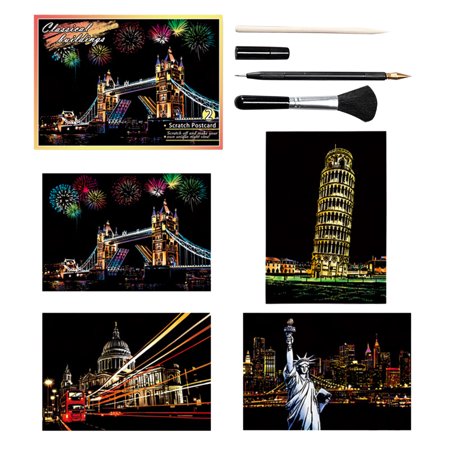 Scratch Art City Scenery Building Painting Paper DIY Scratchboard ...
