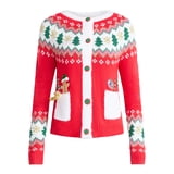 Women's Embellished Button Front Christmas Cardigan from Holiday Time ...
