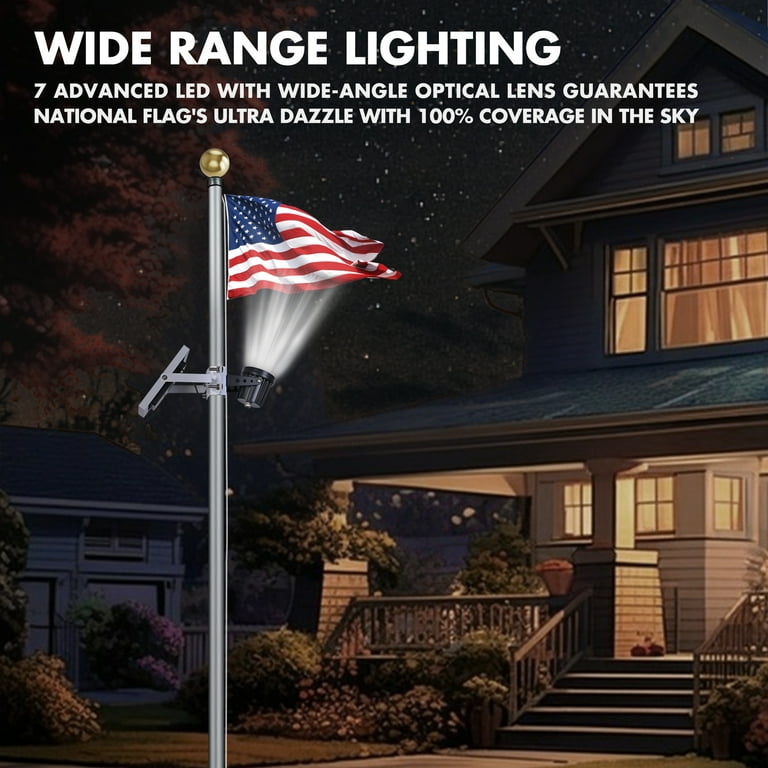 Inground Led Flag Lighting Ofuray Solar Flag Pole Light Outdoor,