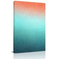 Aqua Orange Mosaic Canvas Wall Art for Living Room, Minimalist Abstract ...
