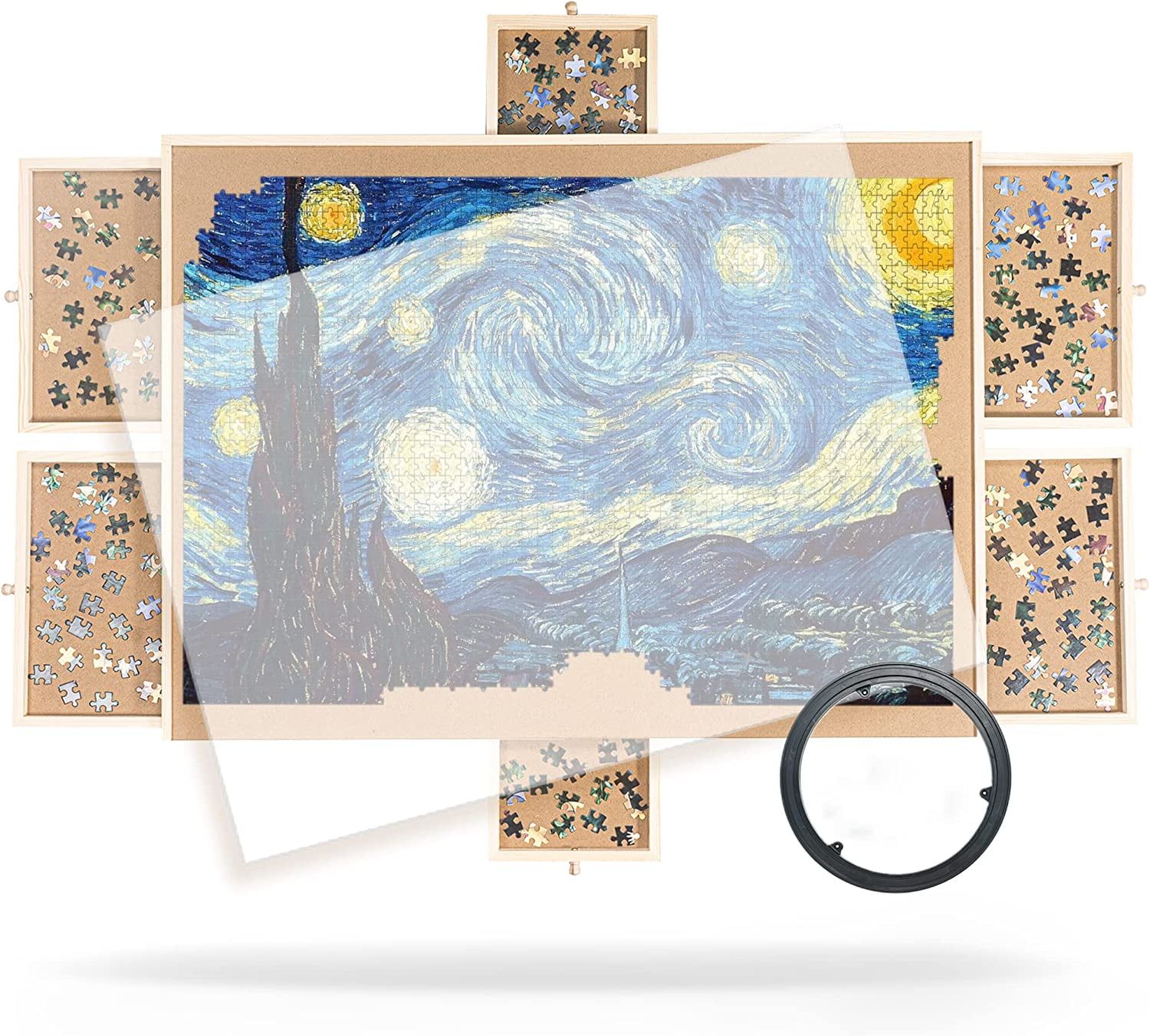 Itechjoy 1500 Piece Rotating Puzzle Board with Drawers and Cover ...