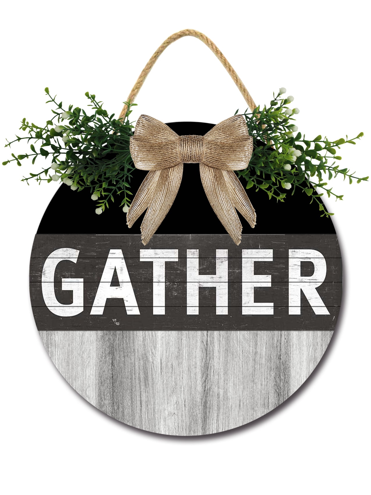 Front Door Porch Decorations GATHER Door Hanging Sign 11 inch Wooden ...