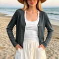 Women's Lightweight Summer Cardigan Cropped Long Sleeve Shrug Thin Open ...