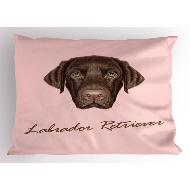 Labrador Pillow Sham, Modern Retriever Portrait with Grumpy Face ...