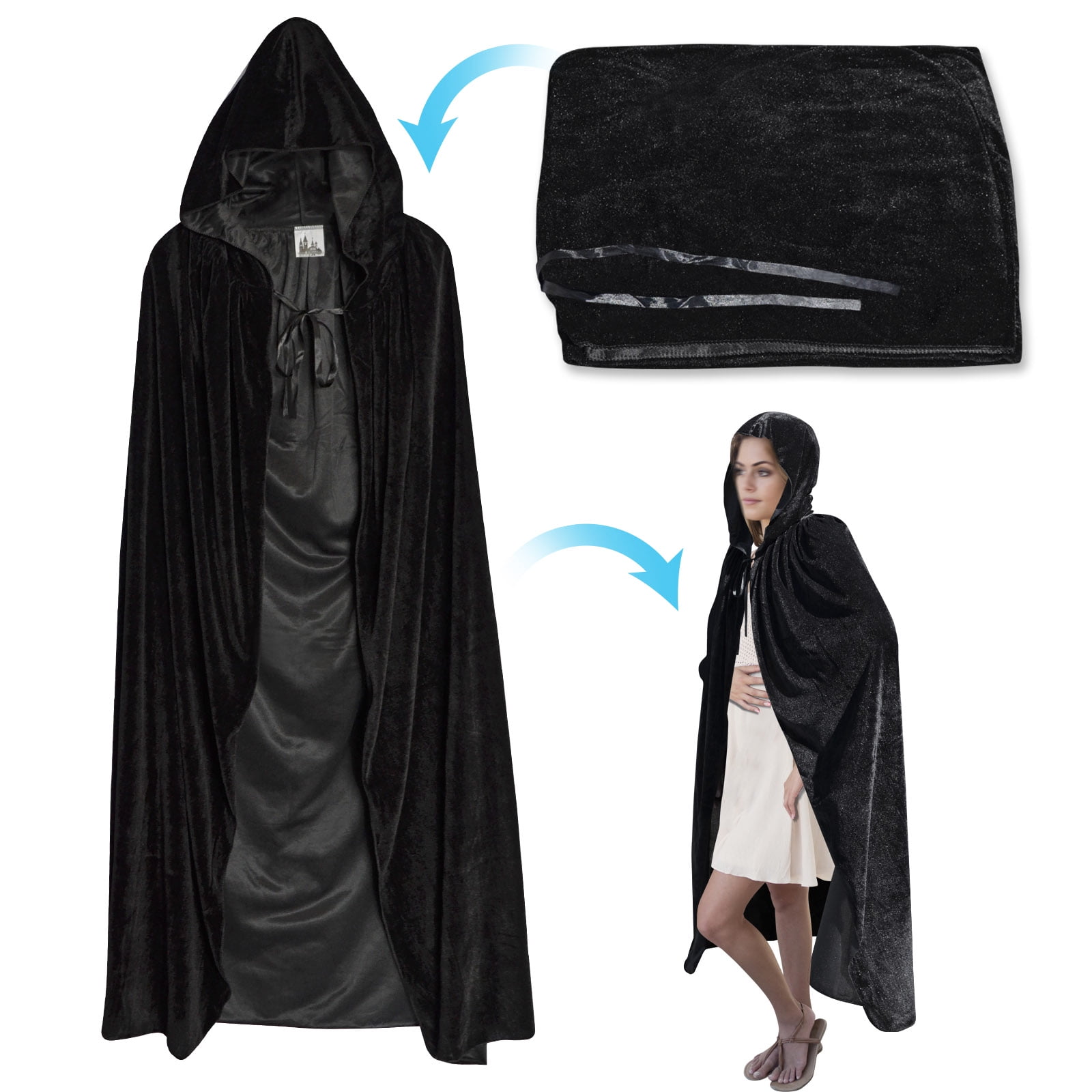 Sunrise Halloween Cloak Cosplay Costume Witch Hooded Robe Party Long ...
