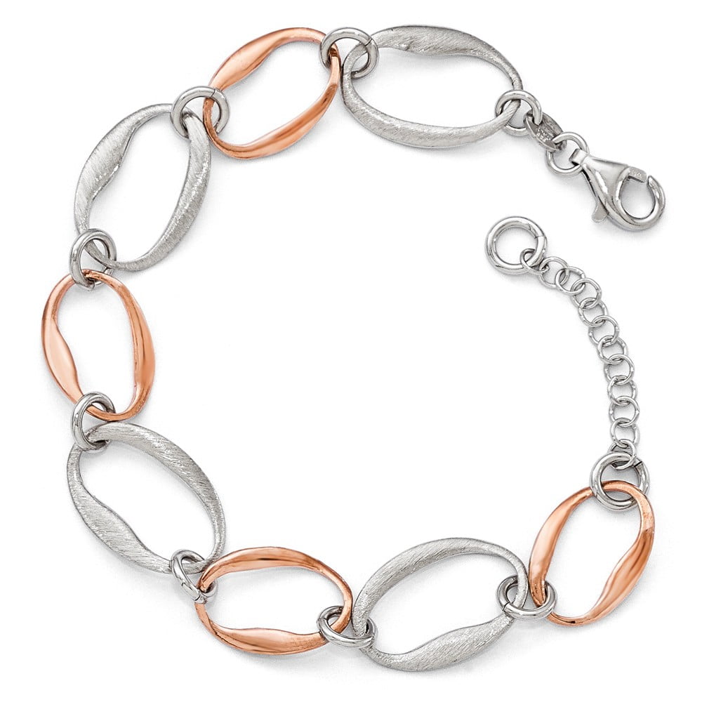 925 Sterling Silver Rose-plated 1in Extension Link Bracelet - with ...