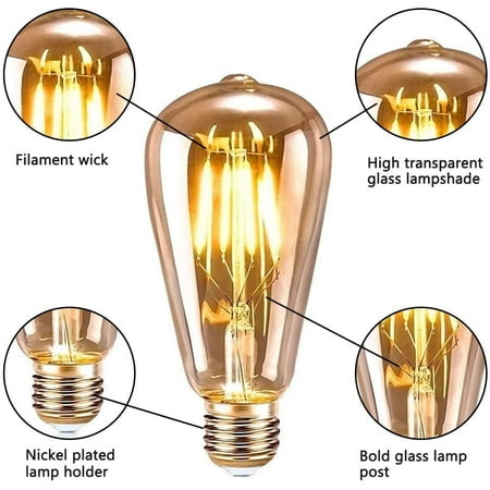 Vintage LED Edison Bulbs Dimmable LED Filament Light Bulb 60 Watt ...