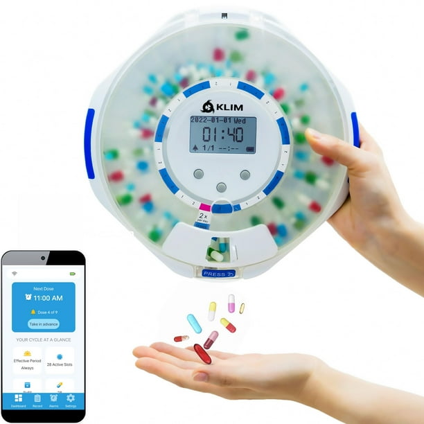 KLIM Smart Pill Dispenser with Alarm - WiFi Monitoring App - 28-Day ...