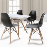 COMHOMA Heavy Duty Dining Chair Set of 4, PVC Plastic Lounge Chair with ...