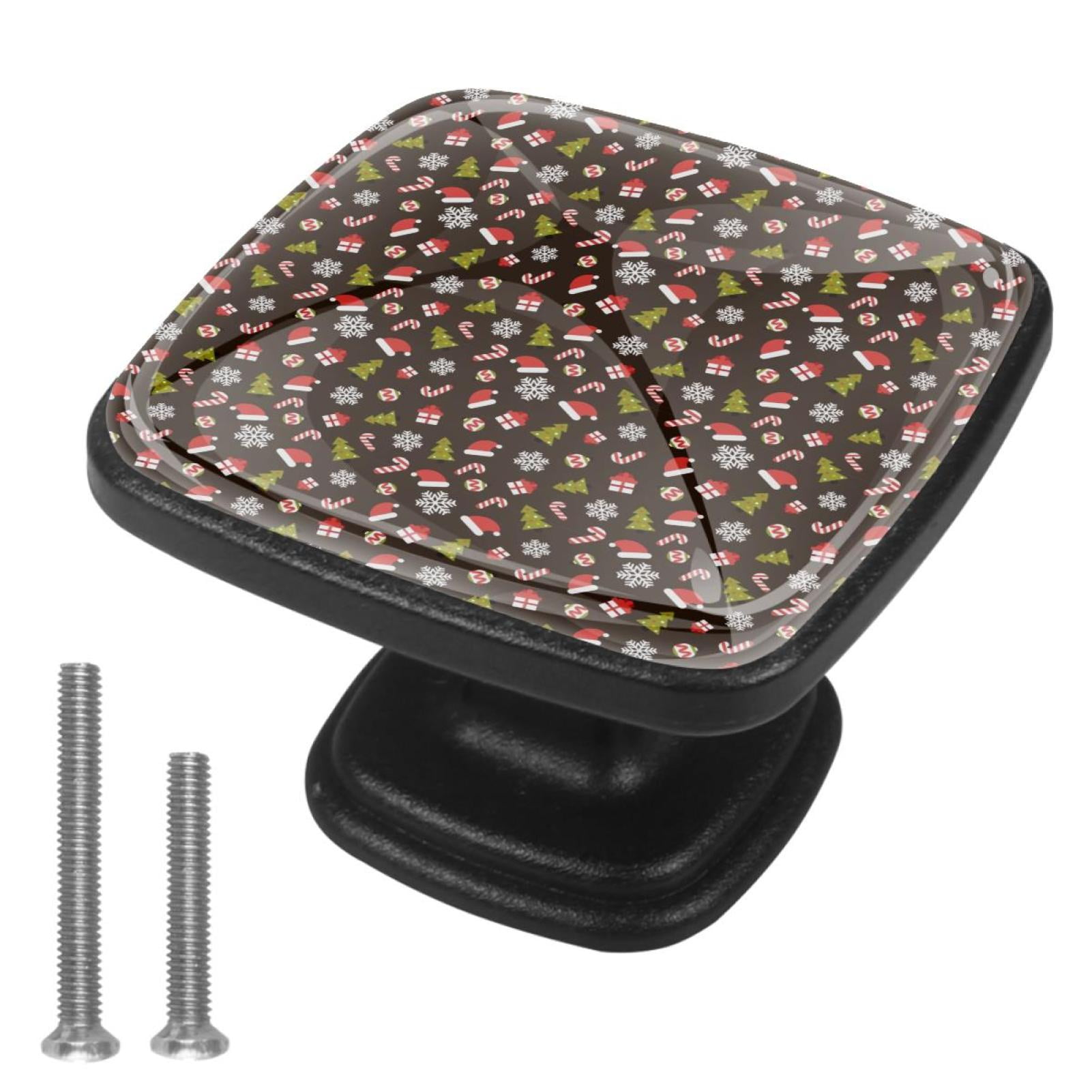 4 Pcs Cabinet Handle Drawer Pulls Christmas Knobs with Screws Square ...
